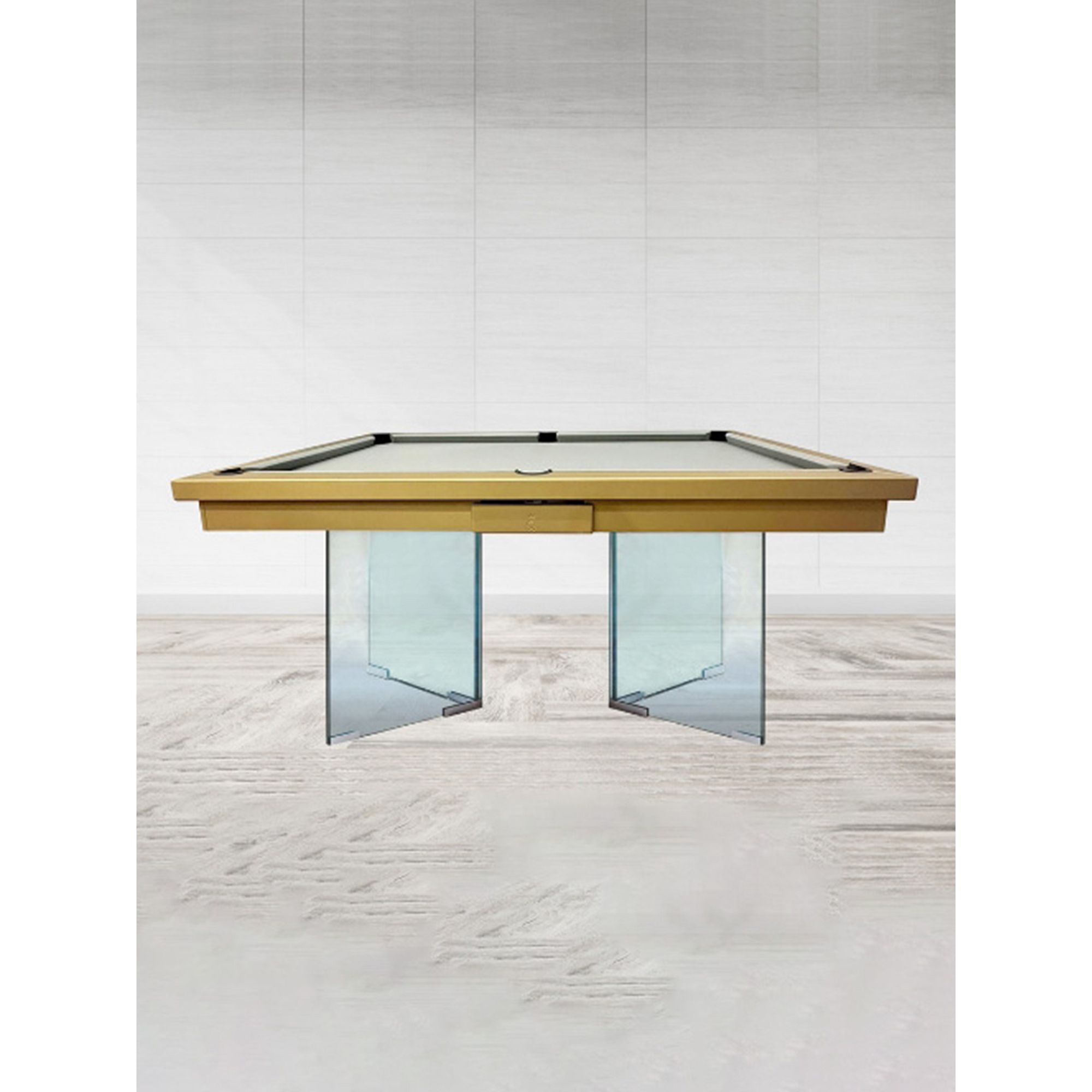 Pronto 20 Glossy Gold Modern Billiard Table with Laminated Glass Legs ...